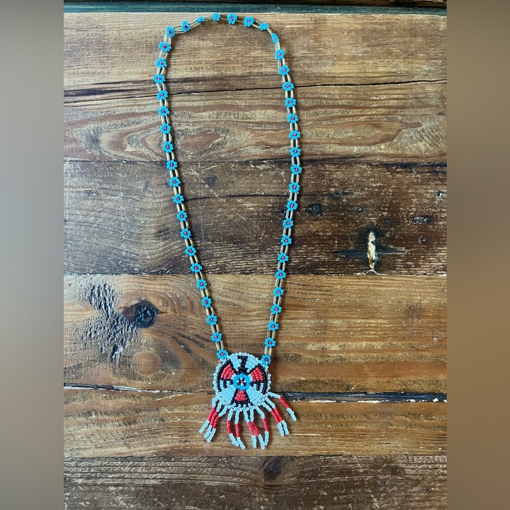 Native American Seed Beaded Thunderbird Necklace - Gem